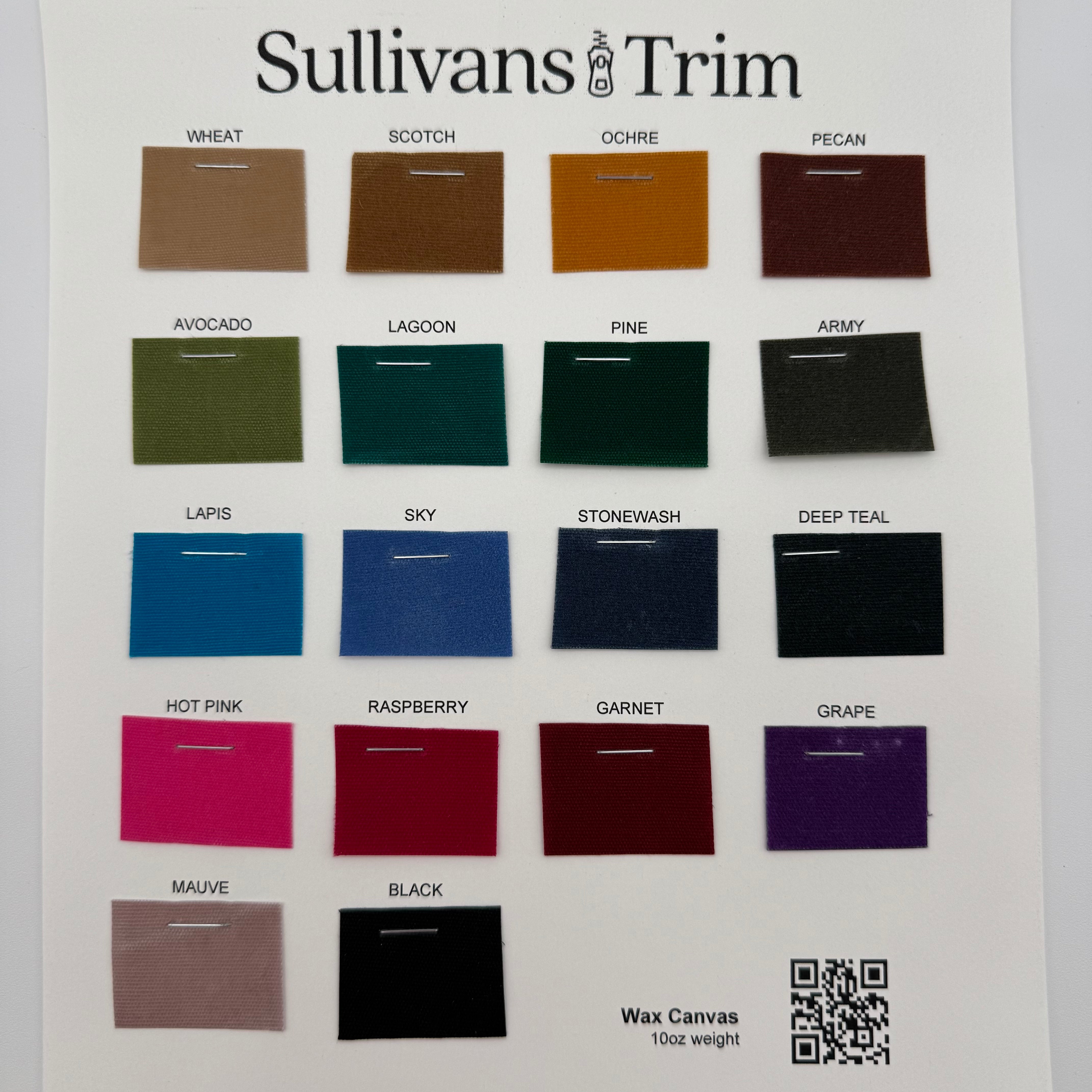 Wax Canvas Color Card – SullivansTrim