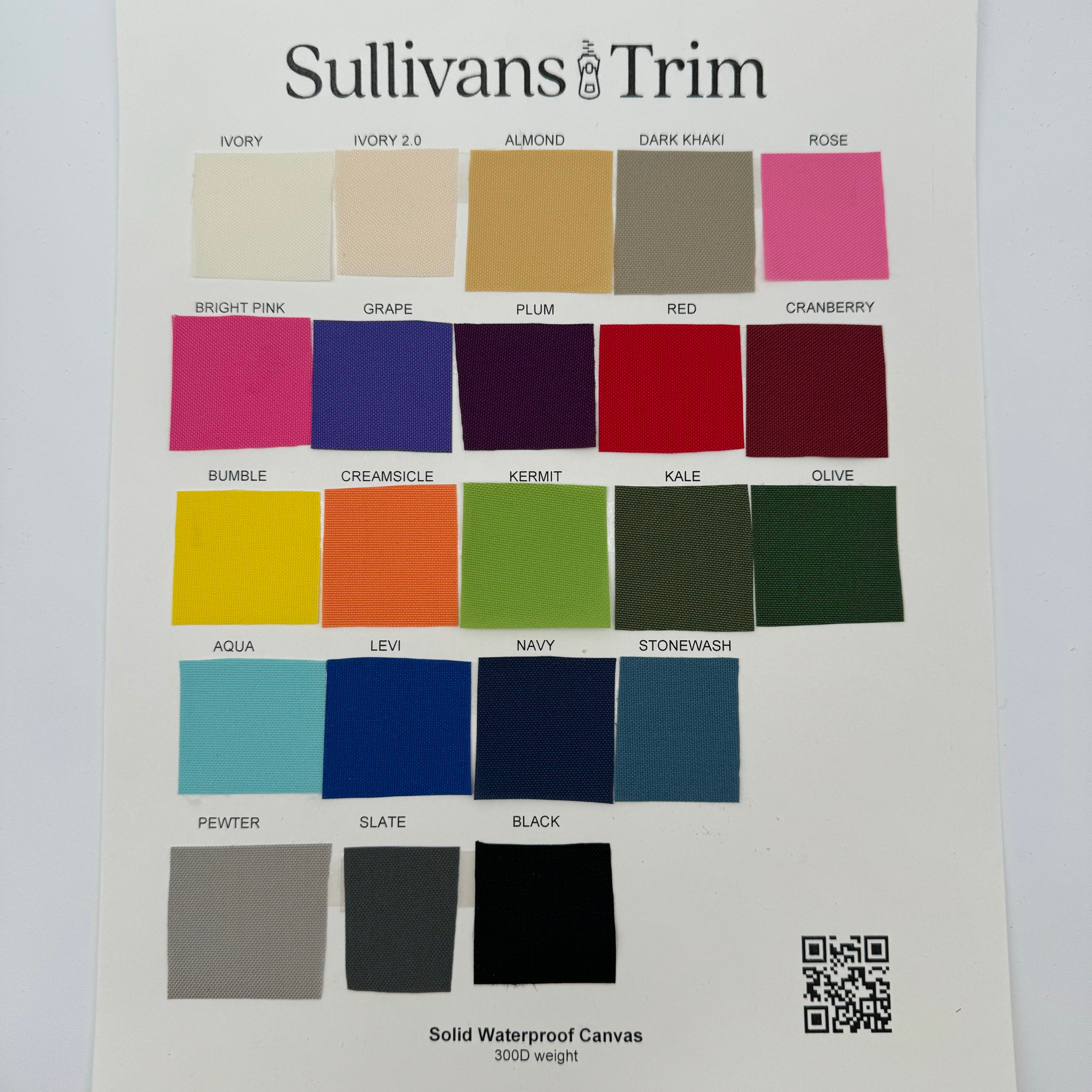 Water Resistant Canvas Color Card – SullivansTrim